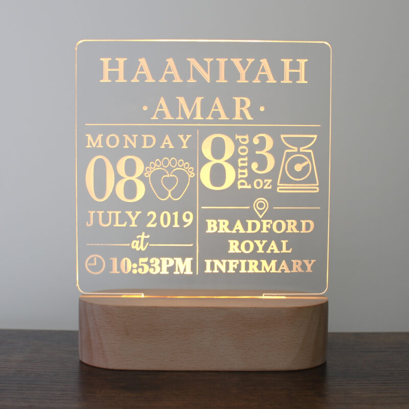 Birth Details Lamp – Rays Of Light